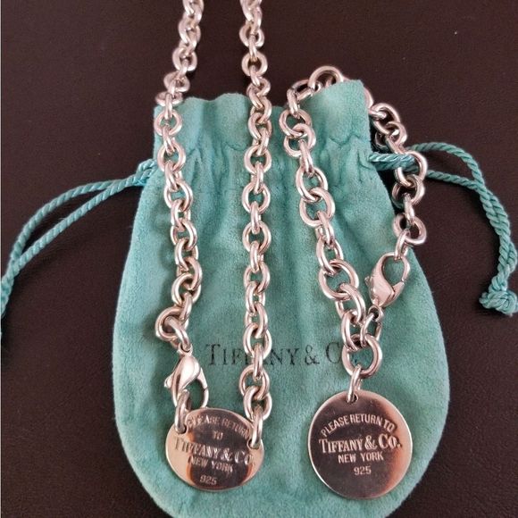 Tiffany & Co. | Jewelry | Tiffany Co Oval Tag Chain Set | Poshmark
